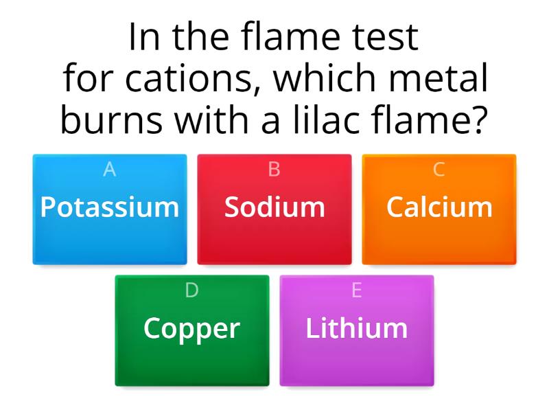 Cations Flame test - Quiz