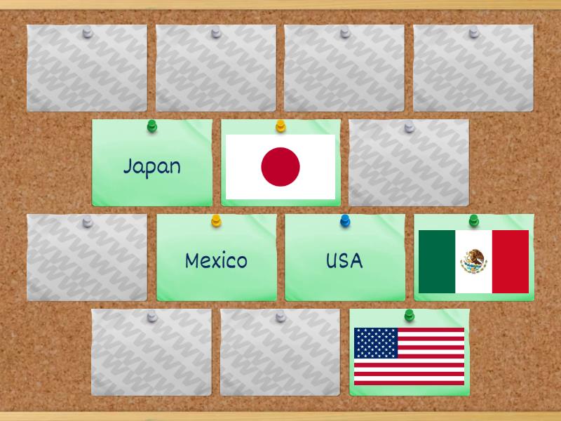 COUNTRIES AND FLAGS - Matching pairs