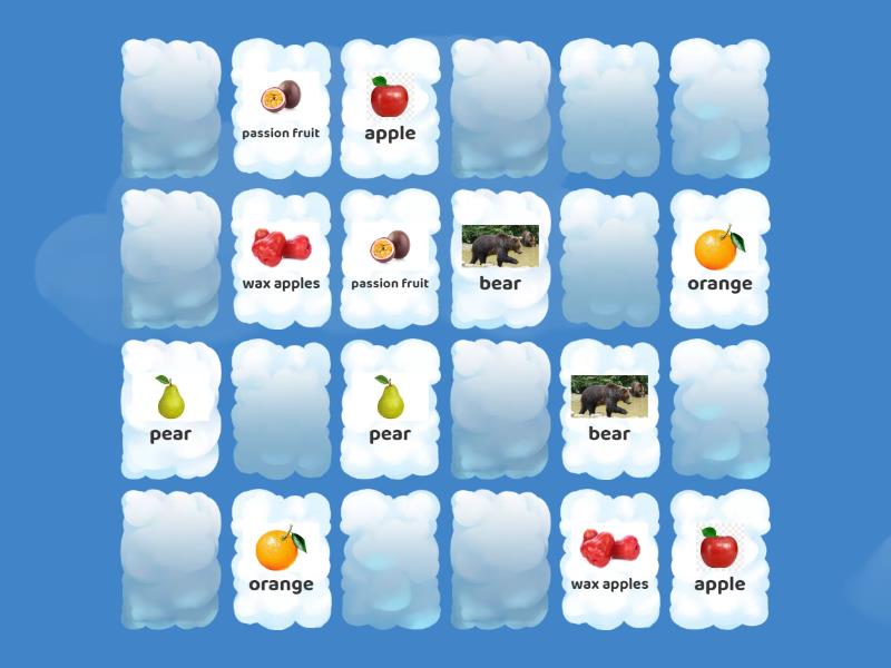 Orange Pear Apple Bear - Matching pairs