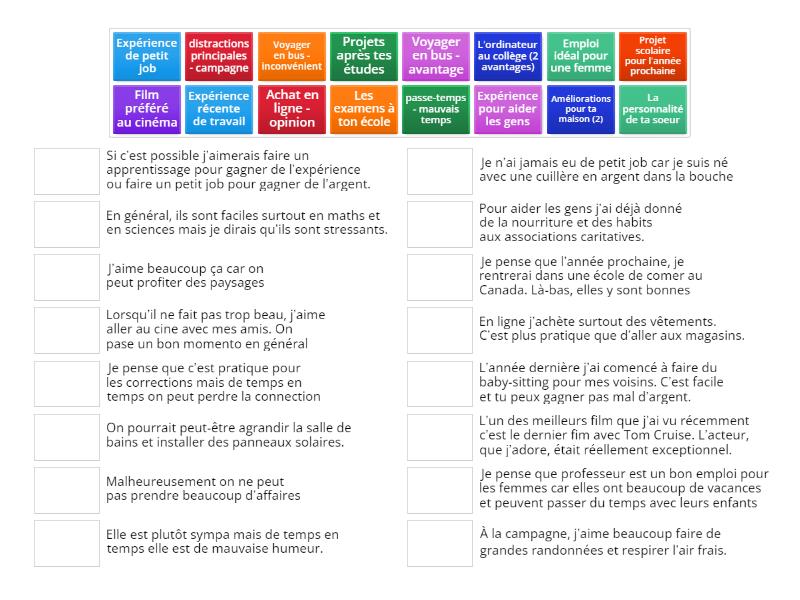 Role-Play practice - Match up