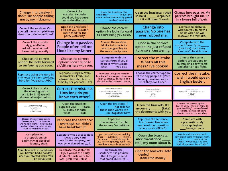 do the tasks and flip a card to check yourself - Flip tiles