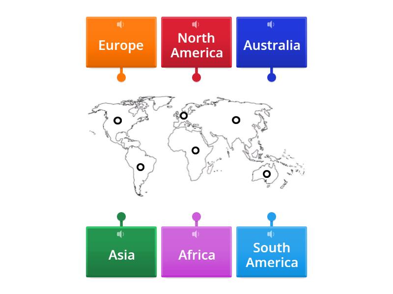 Where is each continent? - Labelled diagram