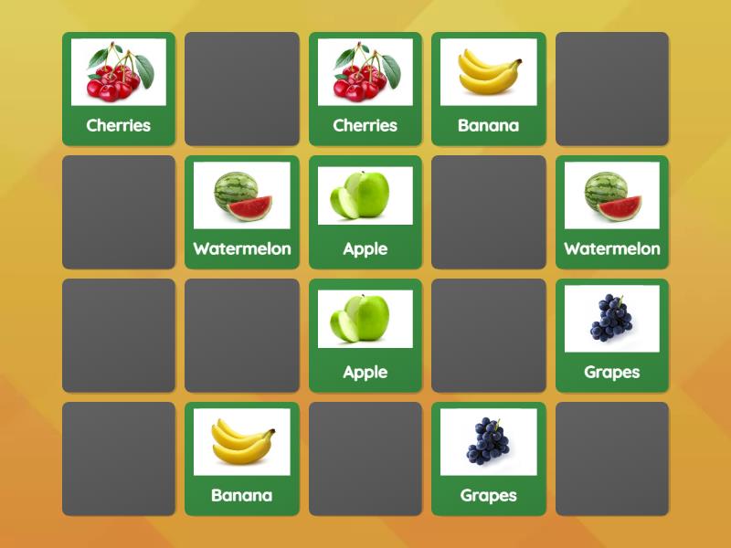 Fruits and Vegetables - Matching pairs