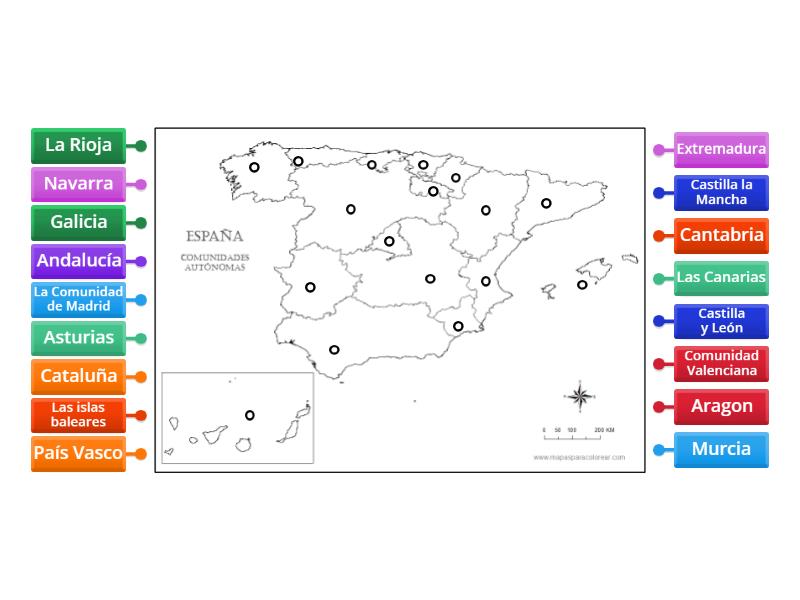 Las Comunidades de Espana - Diagrama con etiquetas