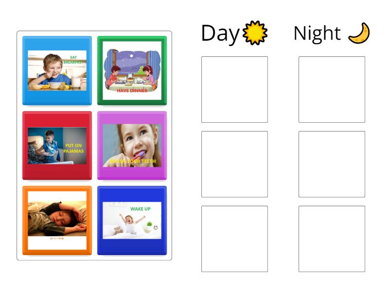 Classify Day and Night Activities - Group sort