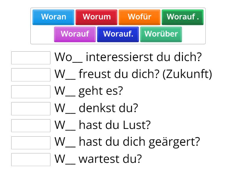 Dabei A2.2. Übung 2 Fragen bei Sachen, Verben mit festen Präpositionen ...