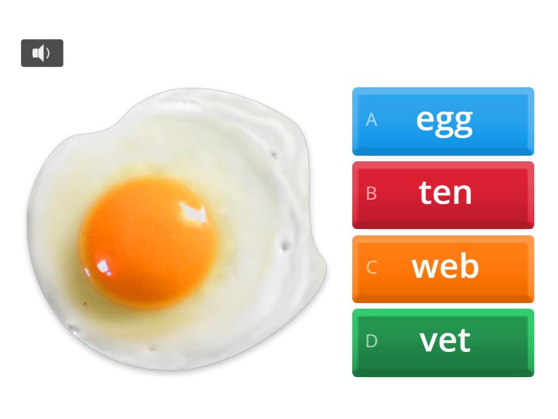 Short e -egg, ten, web,vet, jet, net, pet, wet - Quiz