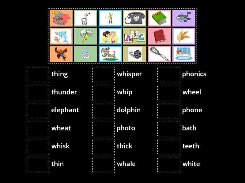 Phonics 4 ph-th-wh matching - Match up