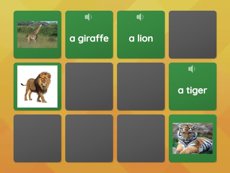 Safari animals vocab - Matching pairs