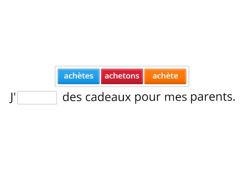 Le verbe acheter - Complete the sentence
