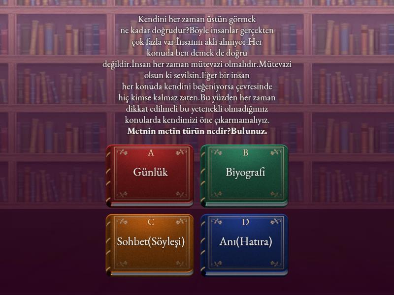 7.Sınıf Türkçe Metin Türleri Testi K.İ.İ.S.O. 7/A Em. Gü. - Quiz