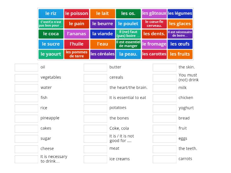 JGF - Allez 2 unit 5 - Food and drink - Match up