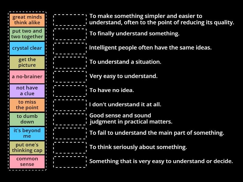 Idioms - knowledge - Match up