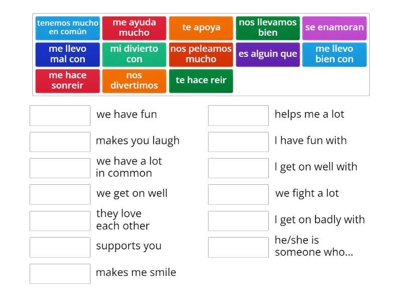 relationships and reflexive verbs - Match up