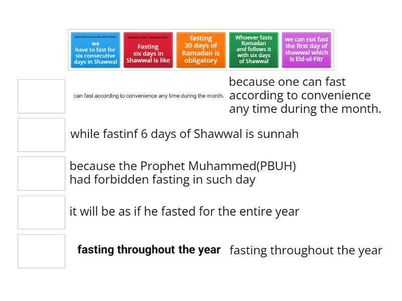 fasting 6 days of Shawwal - Match up