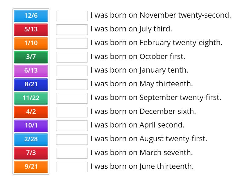 Birth dates - Match up