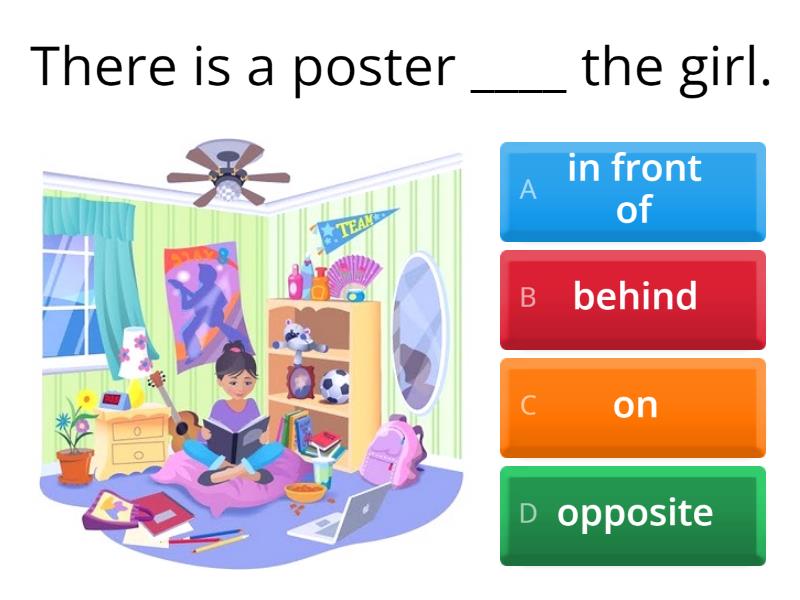 Prepositions of place (things in the room) - Quiz