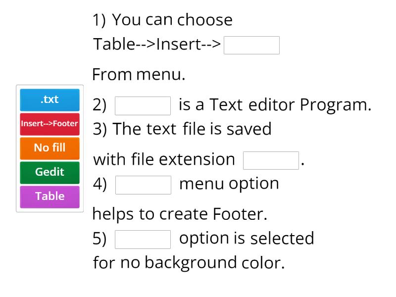 Std-9 - Chapter-11 Tables and Mail Merge - Activity-5 - Missing word