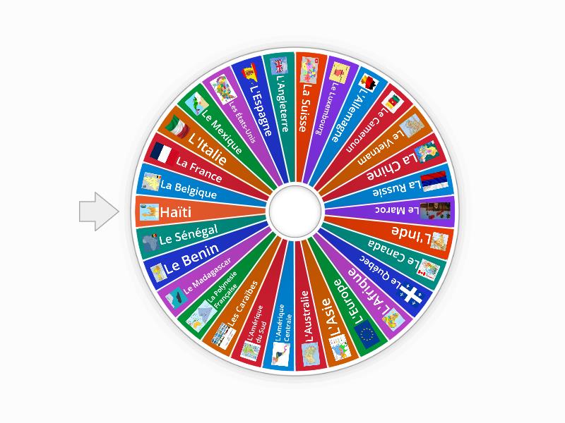 Les Pays et les Continents - Spin the wheel