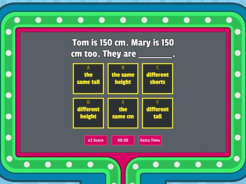 4A Unit 2 the same / different (Level 2) - Gameshow quiz