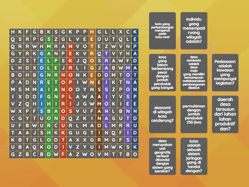 desa kota - Wordsearch