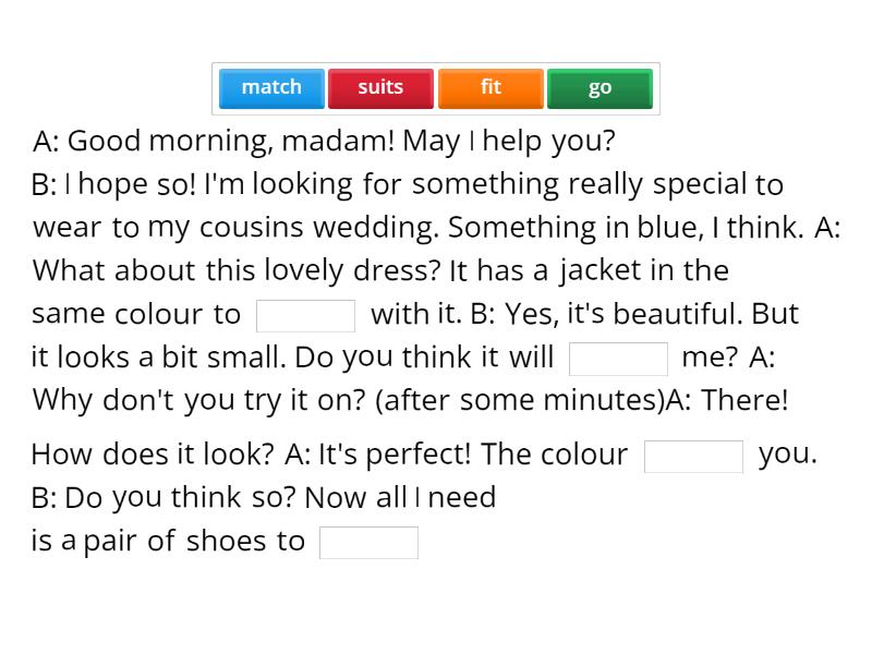 High Note 1 Unit 5E Suit, match, go with, fit - complete - Complete the ...