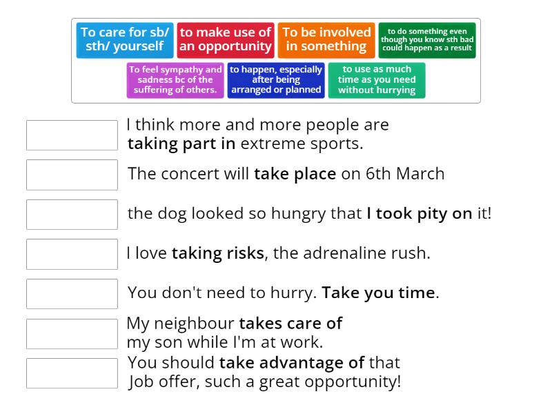 Expressions with Take - Match up