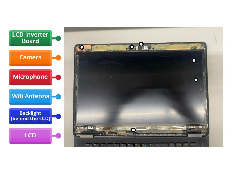 Dell LCD Screen - Labelled diagram