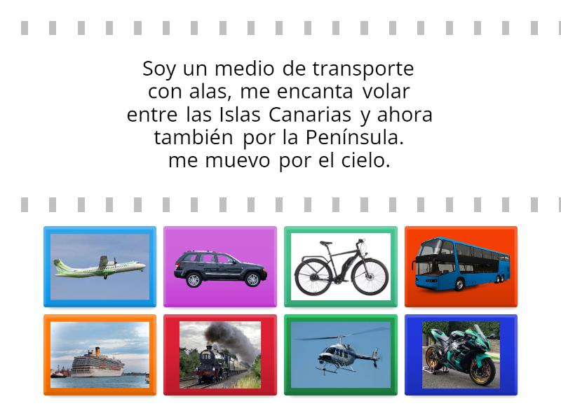 Adivina que transporte soy. - Find the match
