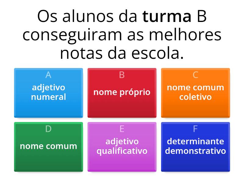 Classes e subclasses de palavras - Quiz