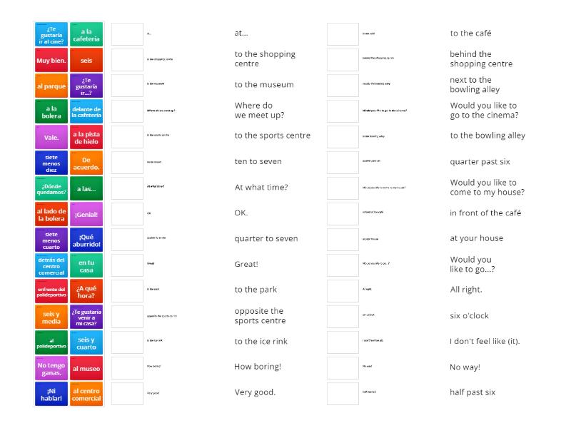 ¿Te gustaría ir al cine? - Match up