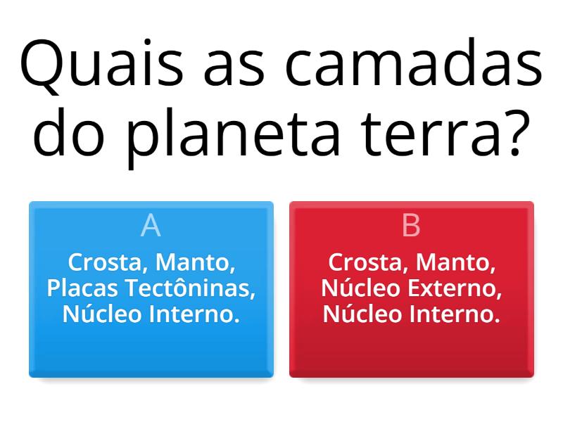 Camadas do Planeta Terra - Quiz