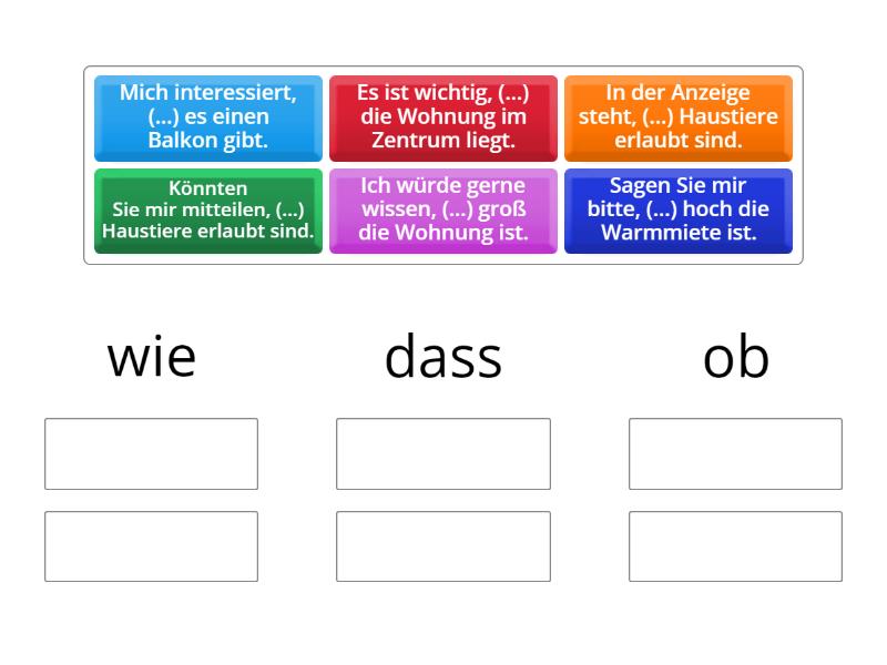 wie, dass oder ob? - Group sort