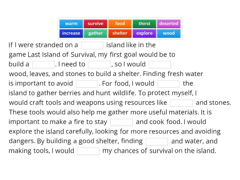 Last Island of Survival (Survival plan) - Complete the sentence