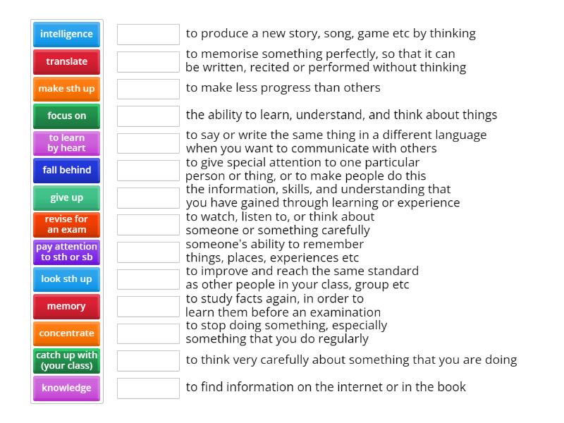 learning skills phrasal verbs - Une las parejas