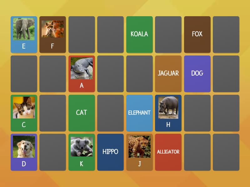 Animals - alphabet - Matching pairs