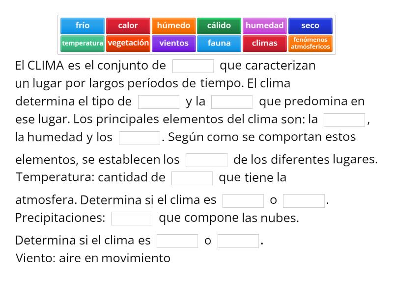El Clima - Completa la oración