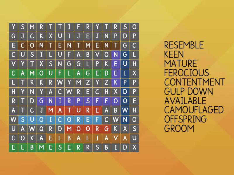 Cougars - Vocabulary Practice - Sopa de letras