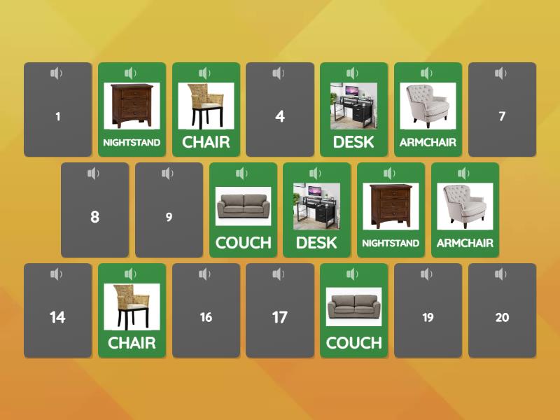 1. MEMORY GAME: FURNITURES - Matching pairs