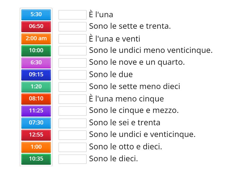 Che ore sono? - Match up