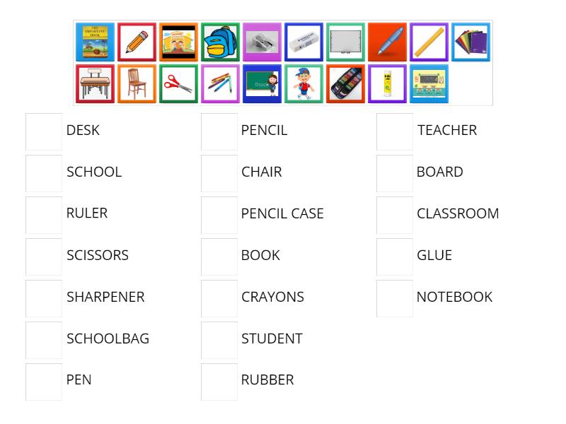SCHOOL OBJECTS - Match up