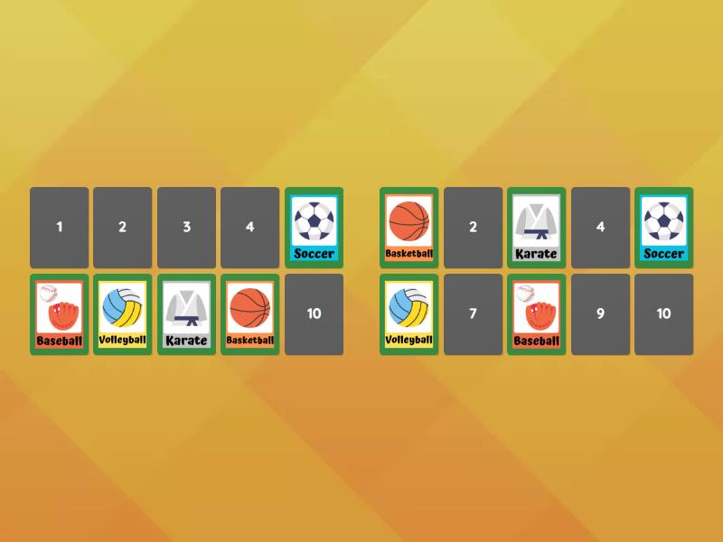 Memory Game Sports - Matching pairs