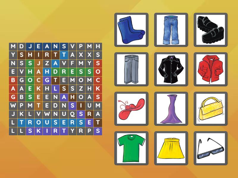 Clothes - Wordsearch
