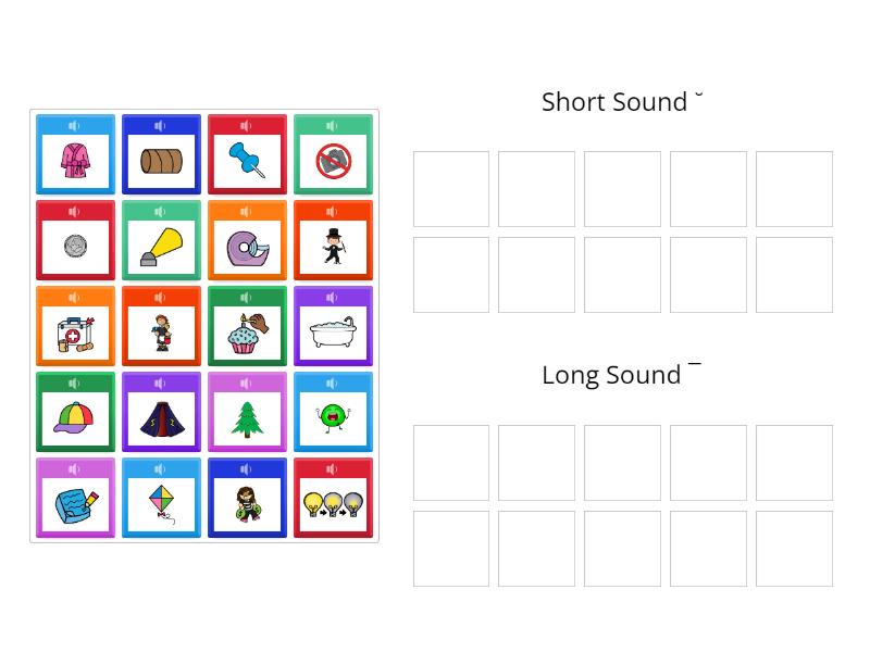 Short or long vowel sound Drag and Drop - Group sort
