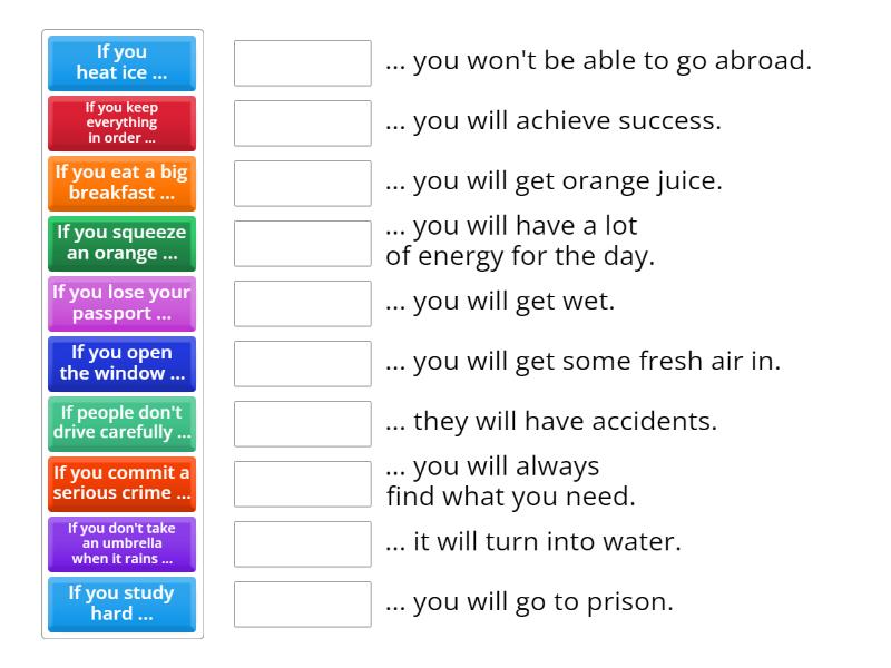 I conditional - match the sentences - Match up