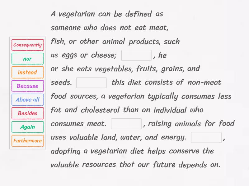 Transitional Words/Phrases Practice - Completa la oración