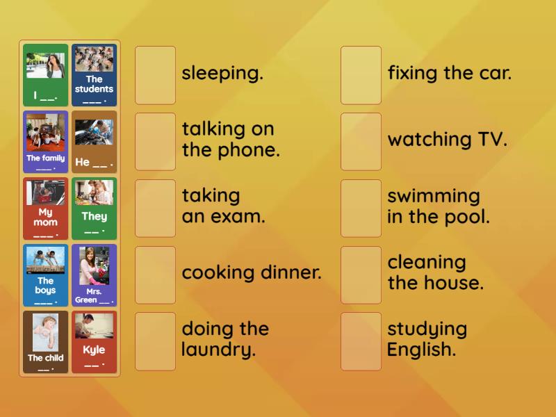 EFE Beginner 2_ What's happening? [Complete the sentences, give the correct be-verb] - Match up
