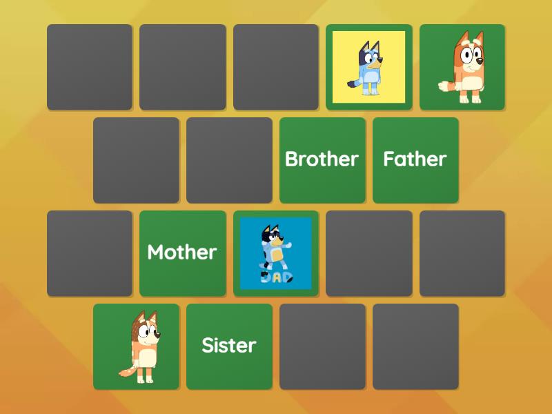 Family members memory game - Matching pairs