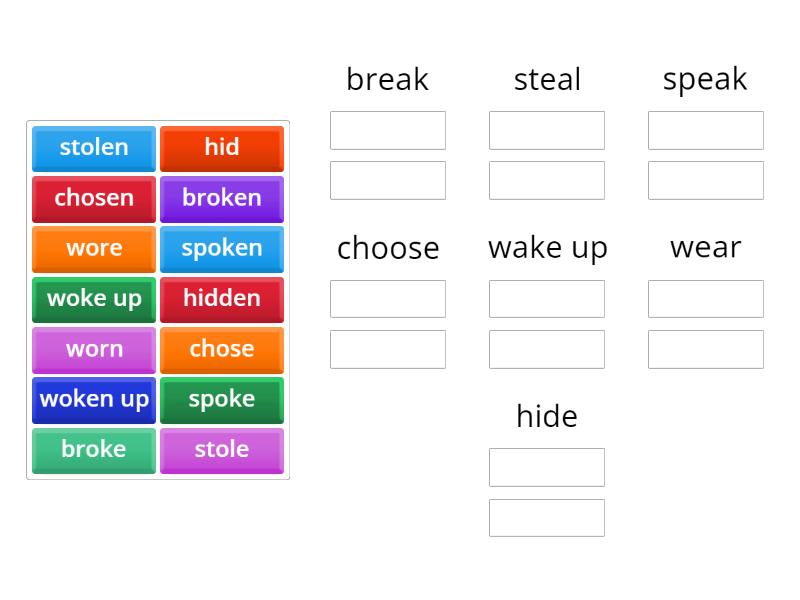 Irregular Verbs 3rd form 2 - Ordenar por grupo