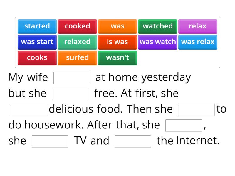 was/were or regular verbs (+) - Complete the sentence